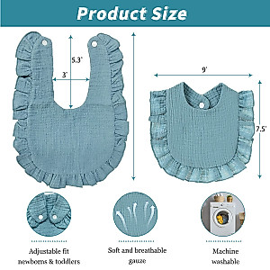 ZURLEFY Baby Girl Bandana Drool Bibs, 6 Pack Absorbent Cotton Muslin Drooling Bibs, Teething Bibs for Infants, Toddlers, Newborn (6 PACK-5)