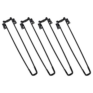 Foldable Hairpin Leg, 16" Metal Folding Table Legs, Heavy Duty Black Furniture Legs for Bench, Coffee Table, Laptop, Mini Computer Desk with Mounting Screw