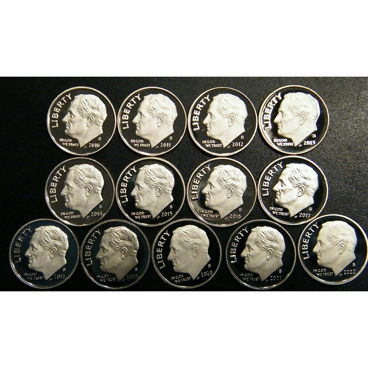 2022 S 2010-2022-S Roosevelt Dime Gem Cameo Proof Clad Run 13 Coin Set US Mint Lot Dime US Mint Proof