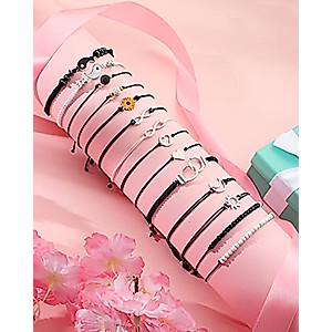 8 Sets Friend Bracelets Matching Bracelets for Couples Sunflower Bracelets Yin Yang Pinky Promise Bracelets Sun and Moon Bead Heart Bracelet for Graduation Gifts Cool Bff Friendship Boy, Girlfriend