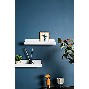 IEEK 15 Inch White Acrylic Floating Wall Ledge Shelf,Wall Mounted Nursery Kids Bookshelf,5MM Thick Home/Office/Bathroom Storage Shelves Display Organizer,Set of 4