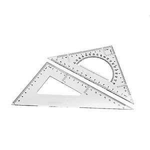 Pack of 2 Transparent Triangle Plastic Ruler Scale Set Square:30/60 Degree & 45/90 Degree Angle Acrylic Architectural Drawing Drafting Tool School Classroom Kids Triangular Rulers
