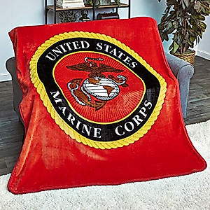 Jumbo Plush Throw Blanket with Military Seal Emblem - US Marines