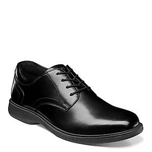 Nunn Bush Men's PRO Plain Toe Oxford with KORE Slip Resistant Comfort Technology, Black, 12 Wide