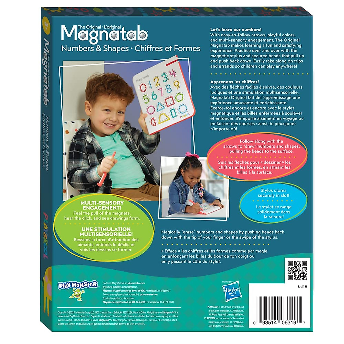 Playskool Magnatab — Numbers and Shapes — Magnetic Board Toy Letter Tracing for Toddlers Learning and Sensory Drawing — for Kids Ages 3 and Up