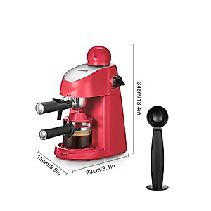 Yabano Espresso Machine, 3.5Bar Espresso Coffee Maker, Espresso and Cappuccino Machine with Milk Frother, Espresso Maker with Steamer (Red)