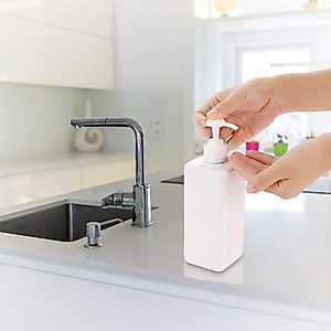 Okllen 12 Pack 16 Oz Plastic Pump Bottles, Empty Refillable Container Liquid Soap Dispenser for Shampoo, Lotion, Cleaning Products, Kitchen, Bathroom, White Square