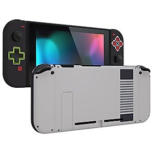 eXtremeRate Dpad Version Custom Full Set Shell for Nintendo Switch, Soft Touch Replacement Console Back Plate, NS Joycon Handheld Controller Housing & Buttons for Nintendo Switch - Classics NES Style