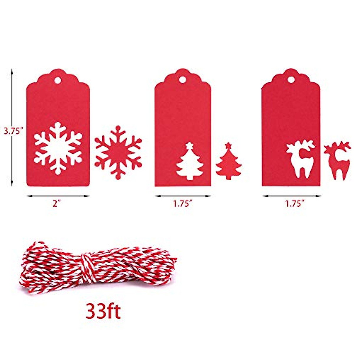 Gift Tags with Holes Present Wrap Tag Paper Small Xmas Gift Tags with Twine Vintage Gift Labels Christmas Tags Bulk 100pcs