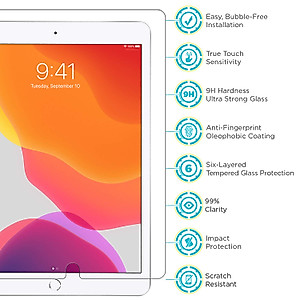 Tech Armor Screen Protector for Apple iPad 10.2 Inch 2021, 2020 and 2019 Model, 9 H Hardness, Case friendly, Ballistic Tempered Glass 1 Pack