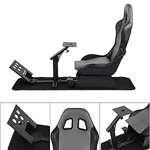 Racing Simulator Seat with Steering Wheel Support Durable Driving Seat (Black)