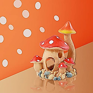 Mairuker Aquarium Mushroom House,Fish Tank Cave Ornament Pleco Caves for Fish Tank Hideaway Decor and Fairy Garden Decorations