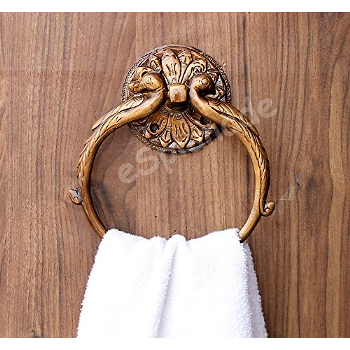 Esplanade 7.5" Inches - Brass Hand Towel Hanger Holder | Hand Towel Hanger Holder | Towel Holder for Bathroom in Twin Peacock Design