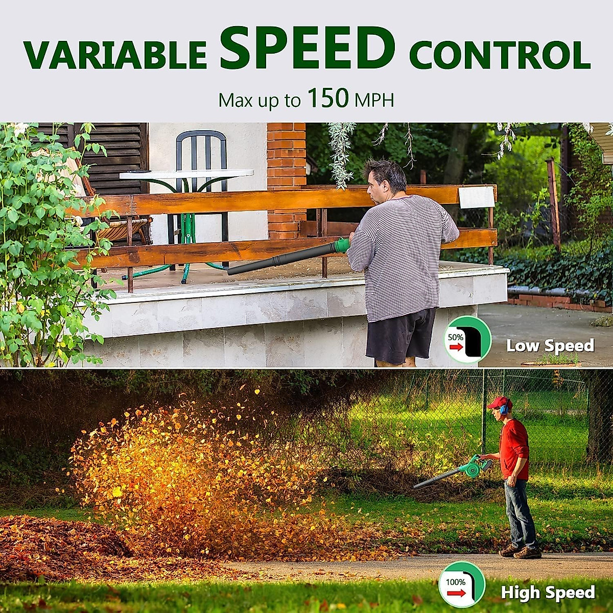 K I M O. Cordless Leaf Blower & Vacuum w/2 X 2.0 Battery & Charger, 2-in-1 20V Leaf Blower Cordless,150CFM Lightweight Mini Cordless Leaf Vacuum, Handheld Electric Blowers for Lawn Care/Dust/Pet Hair