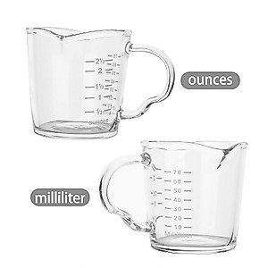 Beautyflier 3 Ounce Espresso Shot Glass Triple Pitcher Barista Double Spouts, Espresso Wine Glass Parts Clear Glass(Wide)