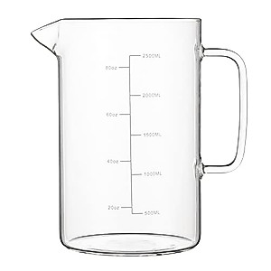 Glass Water Pitcher with Scale Line, Dinner Table Pitcher, Large Serving Carafe for Water, Juice, Sangria, Lemonade, and Milk, Clear Glass Beverage Pitcher (Clear, 85 oz)