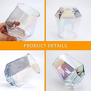 Ufrount Diamond Wine Glasses Set of 8,Iridescent Stemless Red Wine Glass Cup,Geometric 10 OZ Christmas Wine Glassware White Wine Party Glass Tumblers for Bourbon,Whiskey,Wedding
