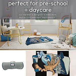 Jurassic World 24"(W) X 45"(L) Soft Toddler Nap Mat with Pillow and Blanket Perfect for Preschool, Daycare, and Travel (100% Official Licensed Product)