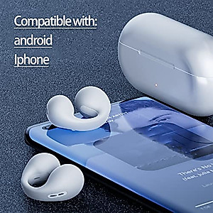Peticehi Wireless Ear Clip Bone Conduction Headphones, Open Ear Headphones for iPhone Android, for Running Bicycle Sports Earbuds (Black)
