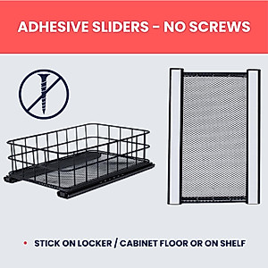 Adjustable Locker Shelf Organizer with Locker Drawer - Locker Organizer Drawers - Metal Locker with Sliding Drawers Cabinet Sliding Basket - Under Cabinet Drawer Perfect for Gym, School, Work (METAL)