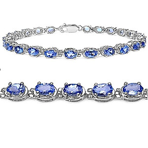 Genuine Oval Cut Tanzanite Tennis Bracelet for Women Crafted in Sterling Silver| 7.25 inches|Bracelets for Women
