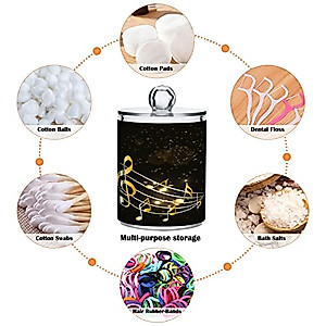 Kigai 2 Pack Musical Note Qtip Holders Dispenser Bathroom Vanity Organizers Clear Plastic Apothecary Jars with Lids for Cotton Ball, Cotton Swab, Cotton Round Pads, Floss
