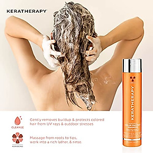 KERATHERAPY Keratin Infused Color Protect Shampoo, 10.1 fl. oz., 300 ml - Gluten Free Color Protecting Shampoo for Color Treated Hair with Kerabond Technology, Red Raspberry Oil, Omega 3 & 6