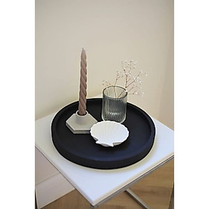 Lobolighting Black Round Decorative Coffee Table Serving Trays Set, Black Round Decorative Seving Trays for Modern Farmhouse Home Decorations (Large 11.4” + Small 6”)