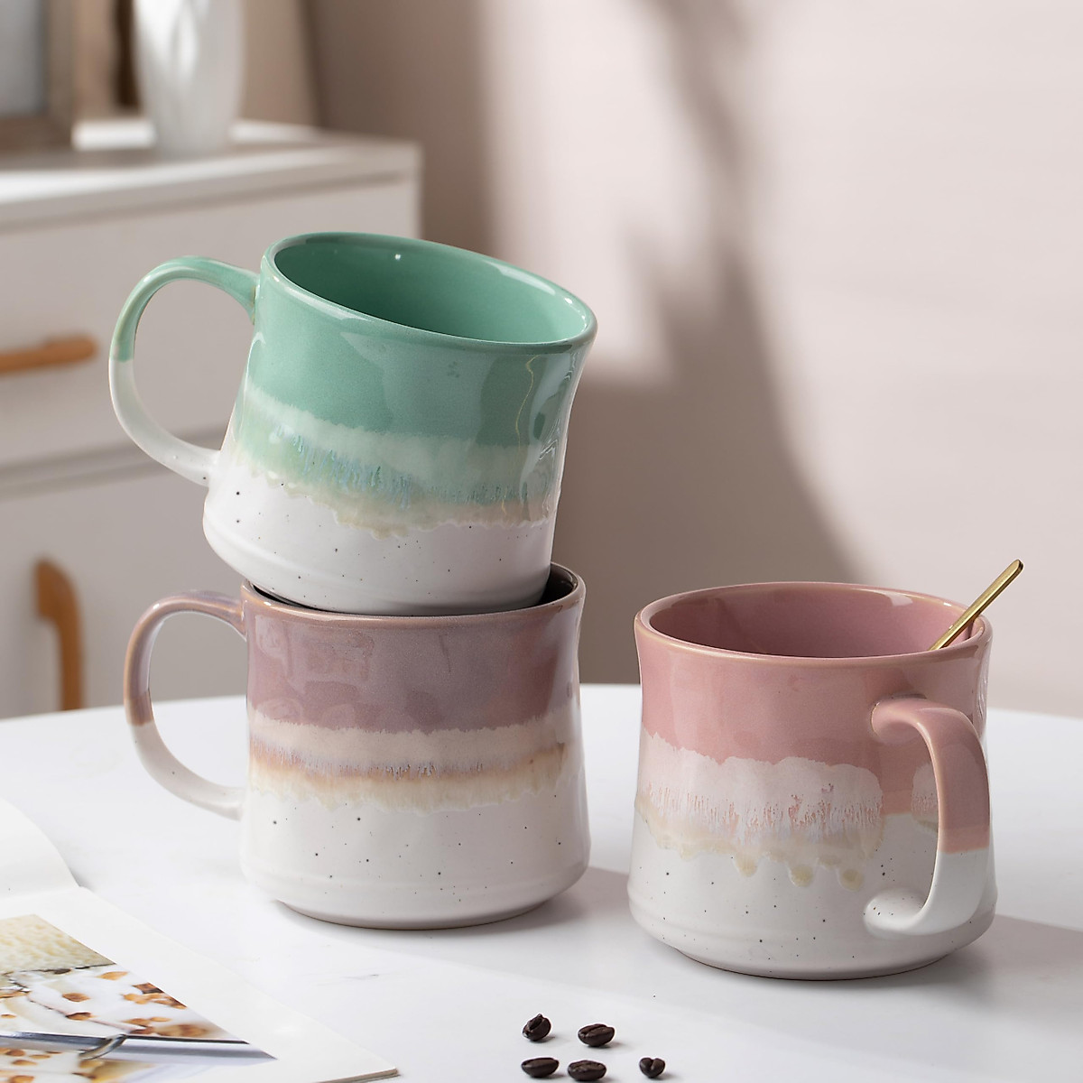 HYTYSKAR Large Ceramic Coffee Mug, 21 OZ Big Tea Cups with a Large Handle for Office and Home, Microwave and Dishwasher Safe (21 OZ Purple)