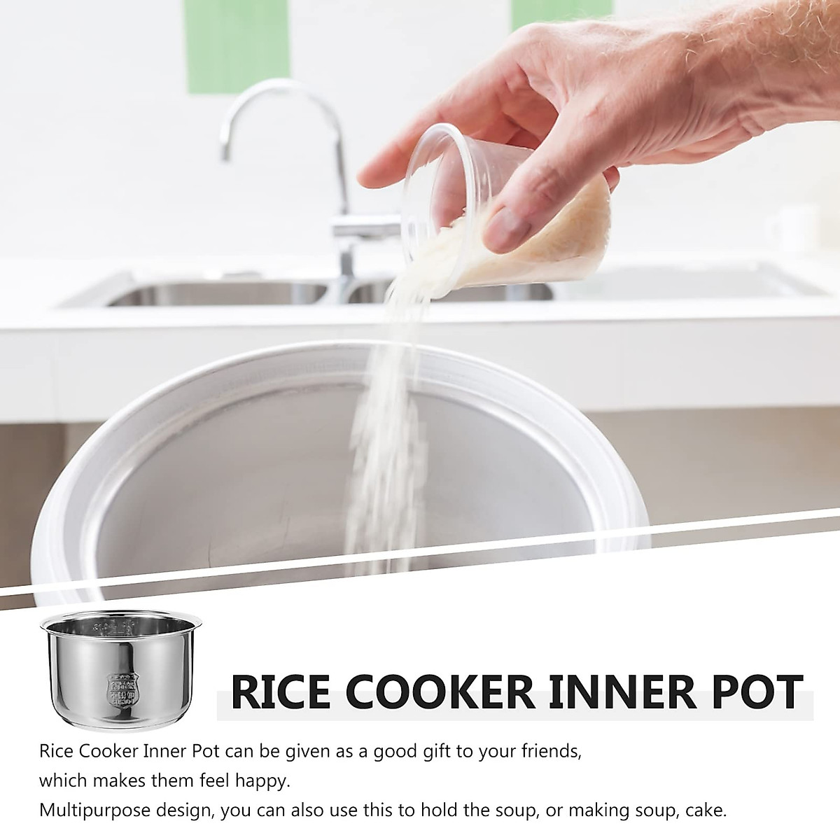 BESTonZON Rice Cooker Liner Pot Inner Pot Replacement Potrice Cooking Pan Stockpot Electric Rice Cooker Pot An Fittings Cooker Liner Container Cooking Pot Thicken Sticky Rice Stainless Steel