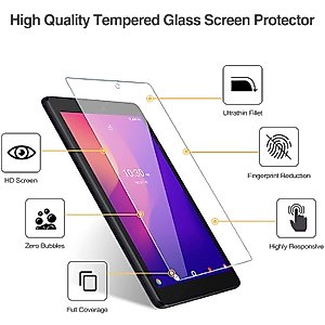 JSUSOU Case for Alcatel Joy Tab 2 with Tempered Glass Screen Protector | Heavy Duty Shockproof Kids Protectiv Case with Built-in Kickstand for Alcatel Joy Tab 2 8" Tablet (Model: 9032Z)| Black