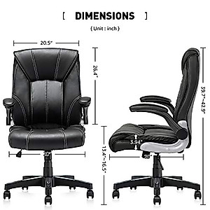 B2C2B Leather Executive Office Chair Computer Desk Chair Ergonomic Adjustable Racing Chair Task Swivel Chair Armrest and Lumbar Support