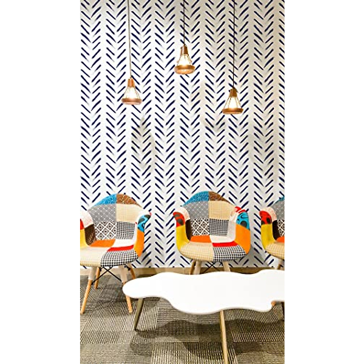 FuLWth Blue/White Stripes Peel and Stick Wallpaper Modern Geometric Contact Paper 17.7in x 78in Removable Stripe Decorative Wall Paper Self Adhesive Wallpaper for Cabinets Home Decoration