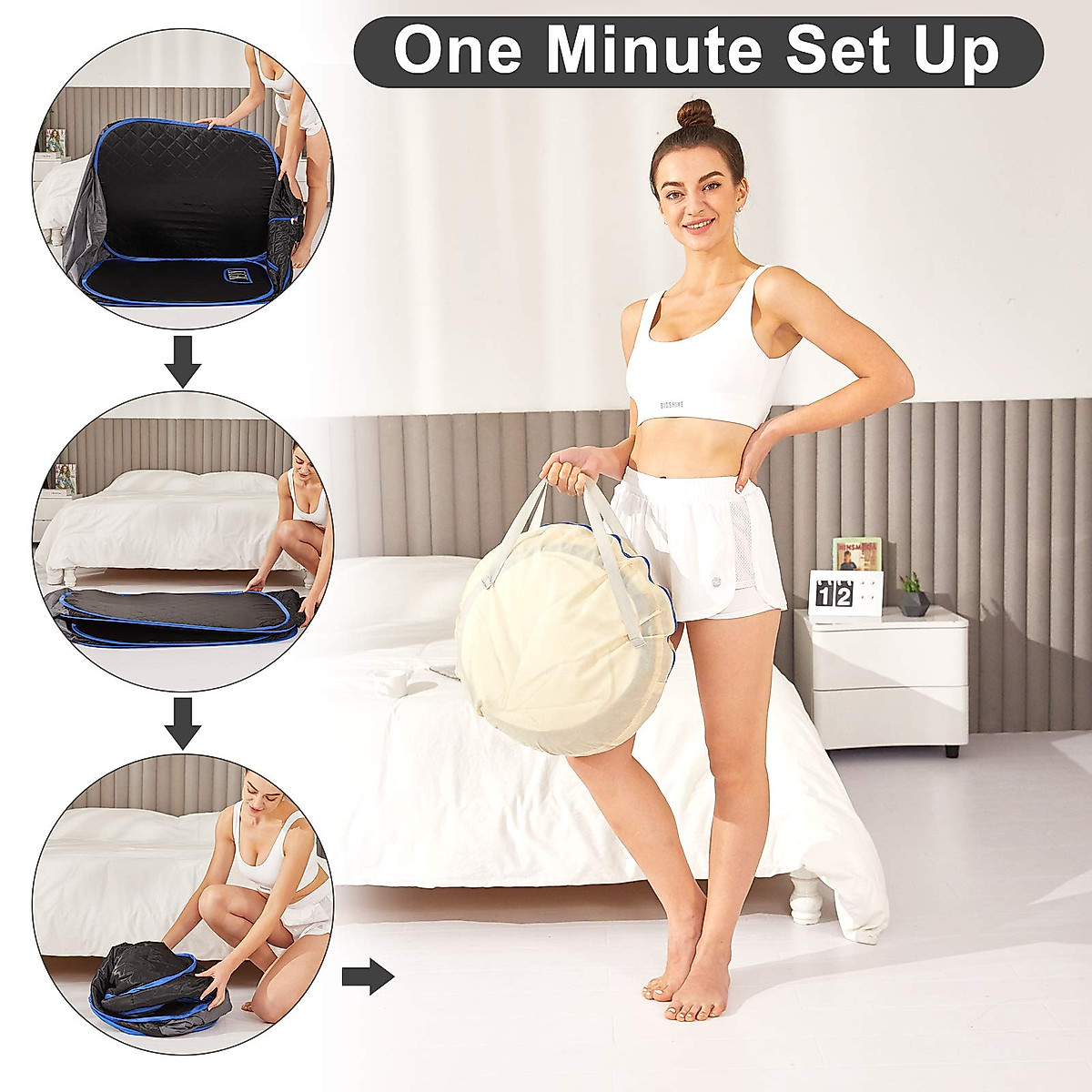 KGK Portable Steam Sauna Spa, 3L Personal Sauna for Home Relaxation, Lightweight Sauna Tent Full Body Spa with Steam Pot, Remote Control, Foldable Chair, Carrying Bag(Black)