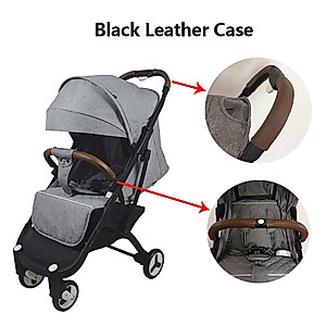2 Pairs Baby Stroller Accessories Armrest Handle Covers PU Leather Universal Dust-Proof Protective Cover for Pushchair Pram(2 for Baby Armrest and 2 for Adult Push Handle)