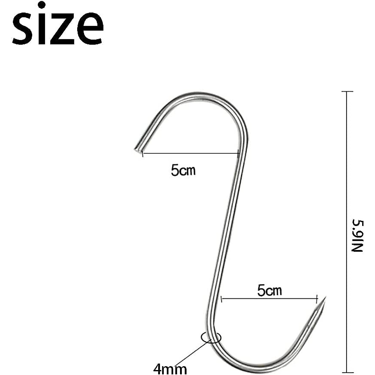 MUFEDAT Meat Hooks 20Pcs ,5.9 '' Premium Stainless Steel Butcher Hook Smoking Hooks,Meat Processing for for Hot and Cold Smoking,Chicken Hunting Smoking Ribs,Hanging,Drying,BBQ(5.9inch 20Pcs)