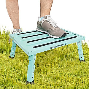 Aluminum Folding Platform Steps for RV, Height Adjustable RV Steps Support Up to 1000 lbs. Anti-Slip Surface(Seafoam Green)