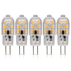 Simba Lighting LED G4 Bulb (5 Pack) 1.5W T4 20W Halogen Replacement 12V AC/DC JC Bi-Pin Base for Accent Lights, Under Cabinet Puck Light, Chandeliers, Track Lighting, Non-Dimmable, Soft White 3000K