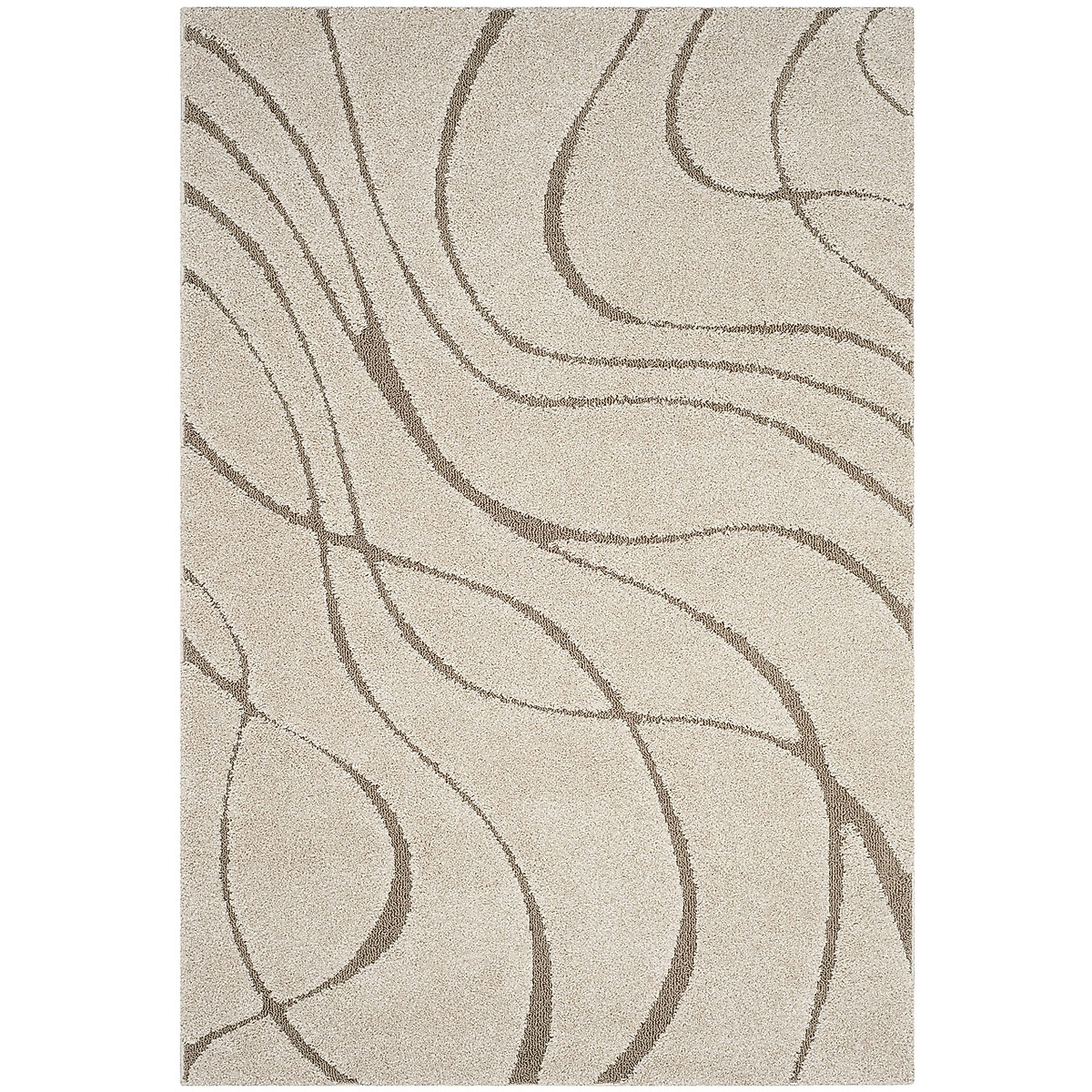 SAFAVIEH Florida Shag Collection Area Rug - 5'3" x 7'6", Cream & Beige, Non-Shedding & Easy Care, 1.2-inch Thick Ideal for High Traffic Areas in Living Room, Bedroom (SG471-1113)