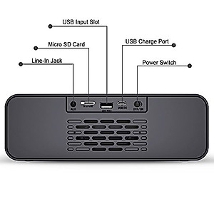 Portable Wireless Bluetooth Stereo Speaker with Powerful Sound 10W Acoustic Drivers Built-in Mic FM Radio Micro SD Card USB AUX-in Slot for Smartphone, PC, MP3 and More