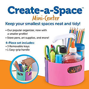 Learning Resources Create-a-Space Storage Mini Center - Pastel, Desk and Art and Crafts Organizer, Maker and Crayon Organizer, Homeschool Organizer and Storage