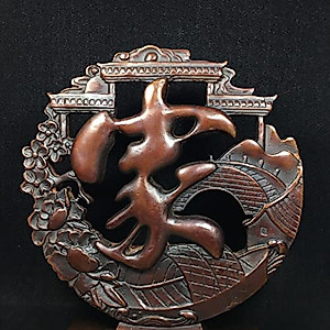 11" Tibetan Temple Collection Old Bronze Cinnabar mud Gold Home and Everything Gather Fortune Screen Ornament Exorcism Town House