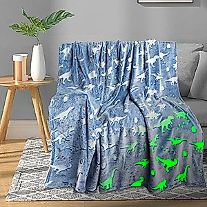 TEHALK Dinosaur Blanket for Boys Girls Glow in The Dark Blankets for Boys Soft Fleece Blankets for Kids Personalized Baby Blanket for Boys Cute Toddler Blankets for Boys Unique Dinosaur Gifts 40"x60"