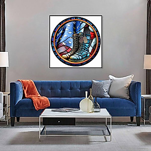 Stalente Diamond Painting Kits for Adults, 5D DIY Diamond Art Kits for Beginners Round Full Drill Diamond Painting for Home Wall Decoration Gift 12×12inch, Boots