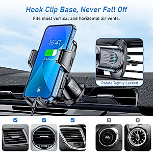 Blukar Car Phone Holder, Air Vent Car Phone Mount Cradle with One Button Release Function and Hook Clip - 360° Rotation Super Stable Car Phone Holder Compatible with All 4.0 to 6.7 inches Phones