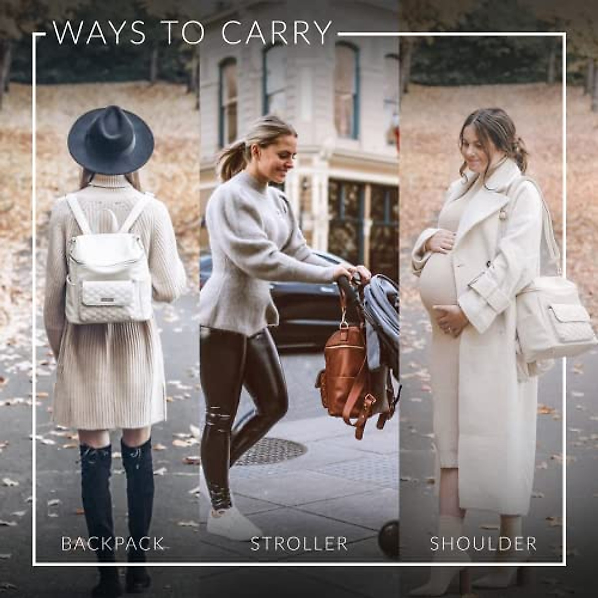 Petit Monaco Diaper Bag Backpack by Luli Bebe - Designer Modern Vegan Leather Diaper Bag Backpack with Gender Neutral Design, Cute Mini Diaper Bag Backpack (Ebony Black)