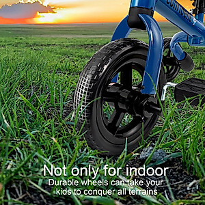 YGJT 3 in 1 Tricycle for Toddlers Age 2-5 Years Old, Folding Kids Balance Bikes with Adjustable Seat and Removable Pedal, Ride-on Toys for Infant, Gift for Baby Boys Girls Birthday(Blue)