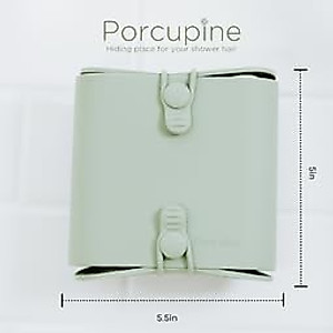 Porcupine Shower Wall Hair Catcher, Modern Silicone Design Collects & Conceals Wet Hair in Bathroom, Prevents Clogged Drains, Reusable, Removable, Easy to Clean, Heavy Duty Hanger Included (Cool Gray)