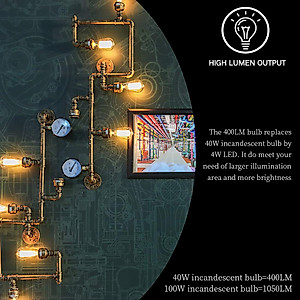 LUXON Edison Bulbs,Antique Vintage Style Incandescent Light Bulbs,Dimmable Amber Warm,60W E26 Base for Wall Sconce Pack of 2