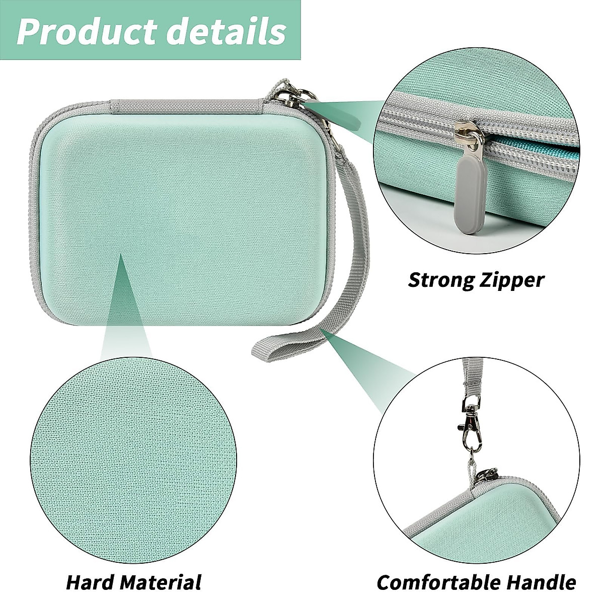 Grapsa Digital Camera Case for CAMKORY/for Kodak Pixpro/for VAHOIALD/for Sony DSCW800 830/ for Canon PowerShot 180 190. Vlogging Cameras Storage Holder for Accessories (Box Only)-Green